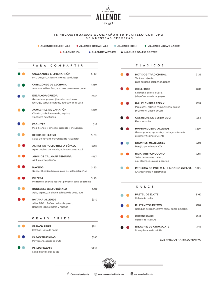 Menú | Cervecería Allende
